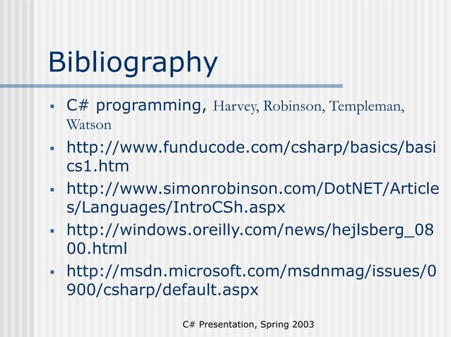 C# Overview. Fundamentals of C#.Net Language | PPT