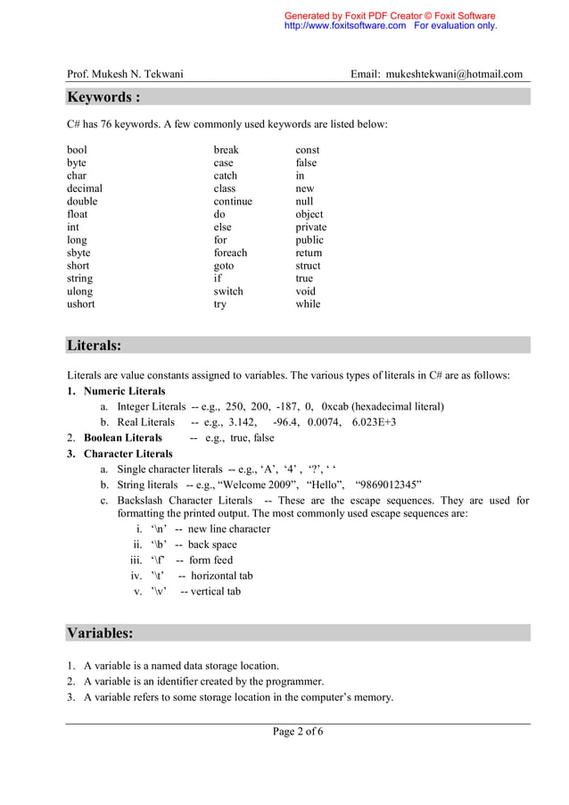 C sharp chap2 | PDF | Programming Languages | Computing