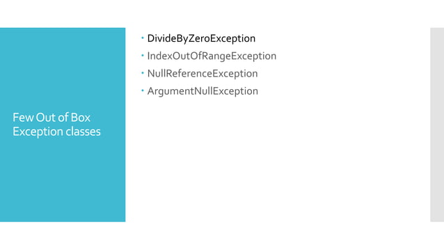 C Sharp Tutorial : C Sharp Exception | PPT