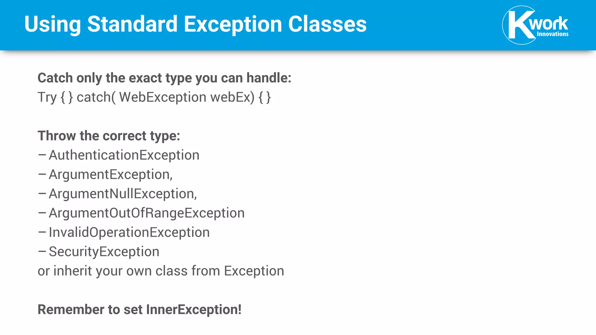 C# exceptions handling best practices | PPT