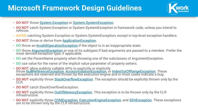 C# exceptions handling best practices | PPT
