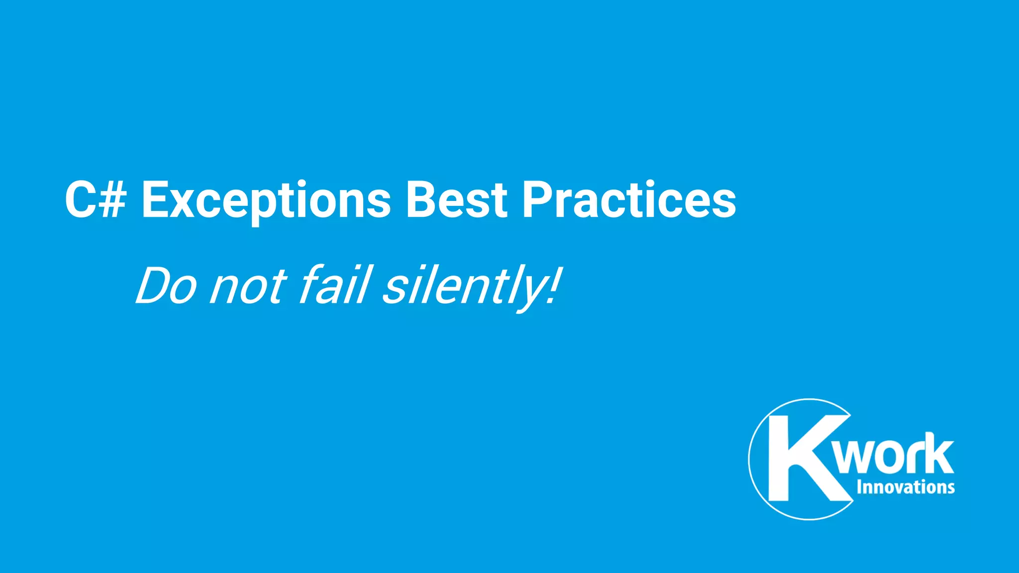 C# Exception best practices | PPT