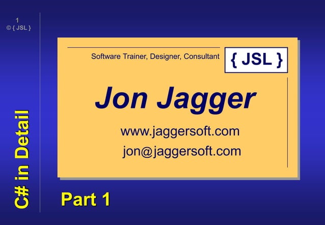 Csharp In Detail Part1 | PPT | Programming Languages | Computing
