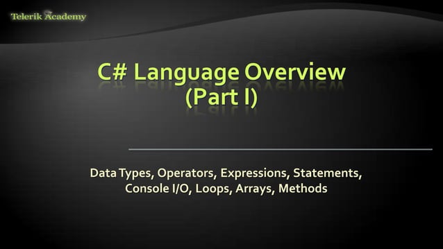 CSharp Language Overview Part 1 | PPT