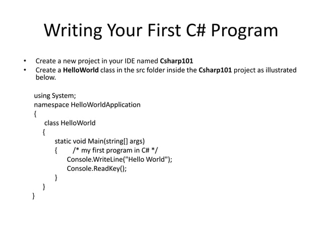 C# 101: Intro to Programming with C# | PPTX | Programming Languages | Computing