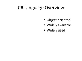 C# 101: Intro to Programming with C# | PPT