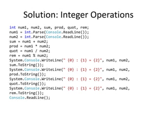 C# 101: Intro to Programming with C# | PPT