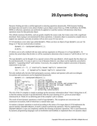 C Sharp 4 0 Specification | DOC | Web Development | Internet