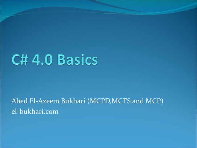 Csharp4 basics | PPT