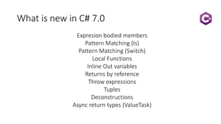 C# 6.0 and 7.0 new features | PPTX