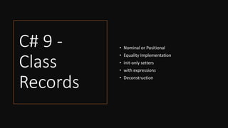 C# 9 and 10 - What's cool? | PDF
