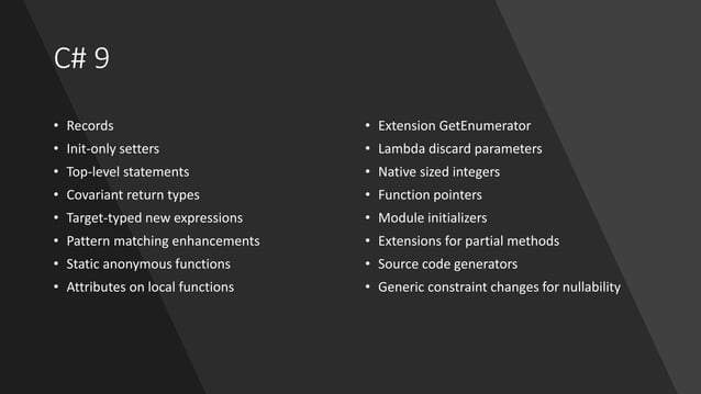 C# 9 and 10 - What's cool? | PDF