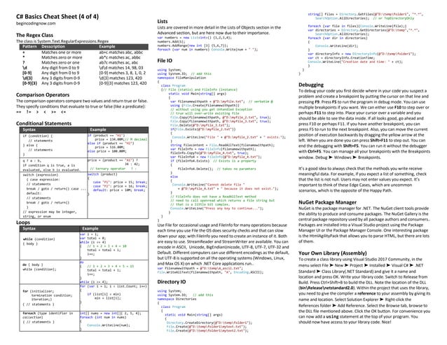 Csharpcheatsheetv1pdf 