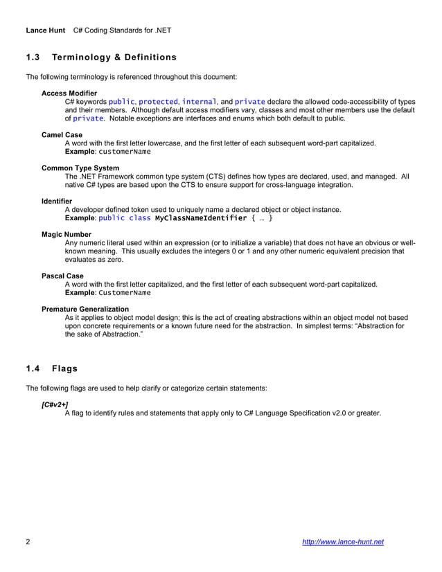 C Sharp Codingstandards Pdf