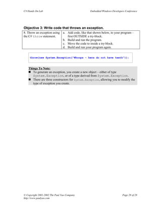 Csharp Hands On Lab Paul Yao | DOC | Programming Languages | Computing