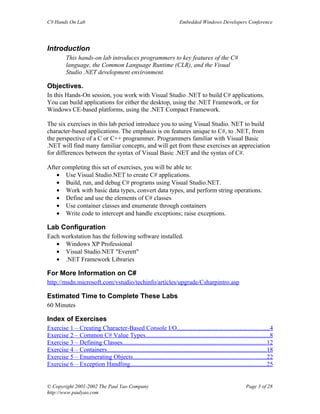 Csharp Hands On Lab Paul Yao | DOC | Programming Languages | Computing