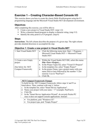 Csharp Hands On Lab Paul Yao | DOC | Programming Languages | Computing