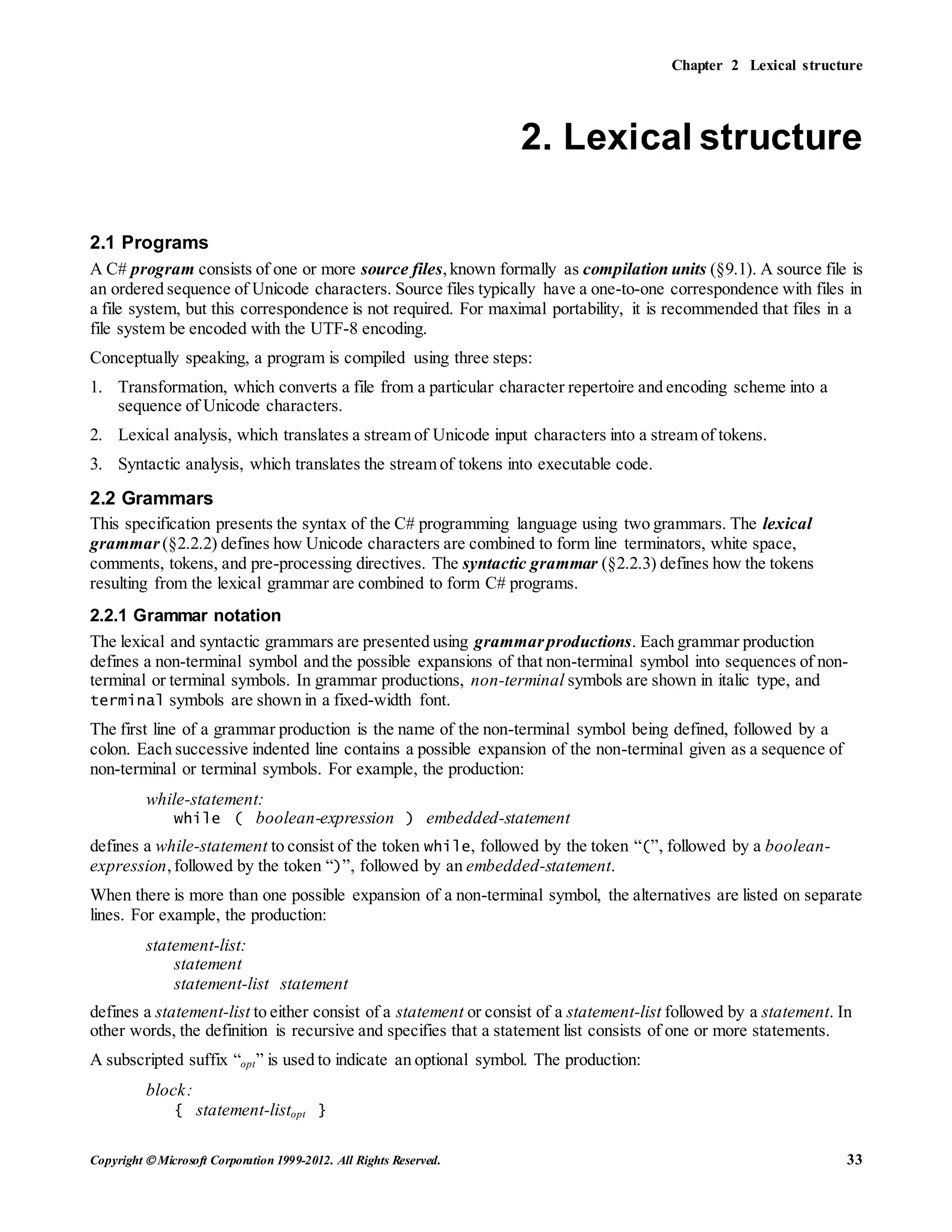 C sharp language specification | PDF