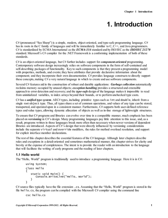 C sharp language specification | PDF