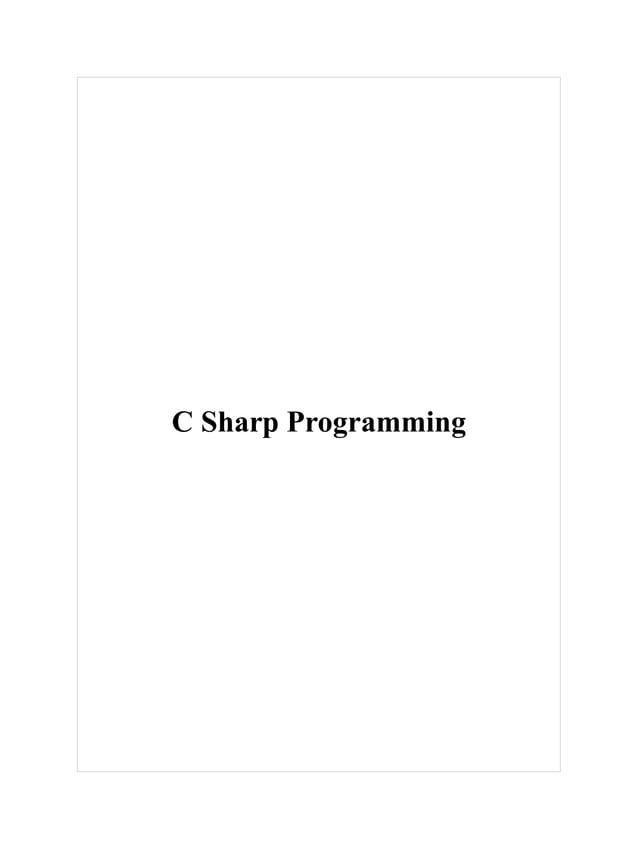 C sharp programming[1] | PDF