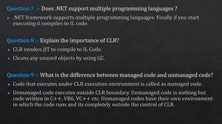 30 C# Interview Questions and Answers | PPTX