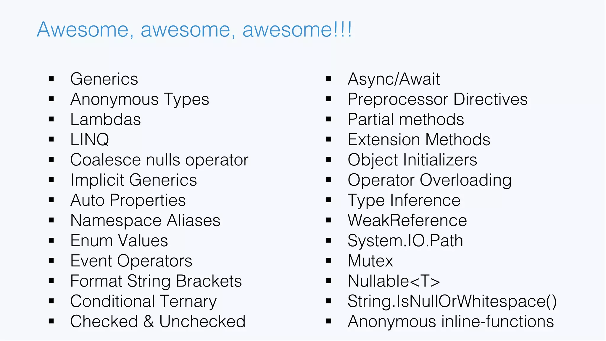 Desert Code Camp 2014: C#, the best programming language | PPT