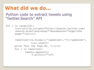 CSI conference PPT on Performance Analysis of Map/Reduce to compute the frequencey of tweets | PPT