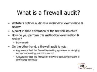 Auditing Check Point Firewalls | PPT