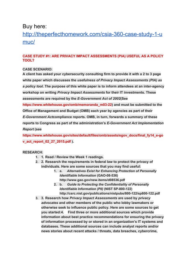 CSIA 360 CASE STUDY 1 (UMUC) | PDF