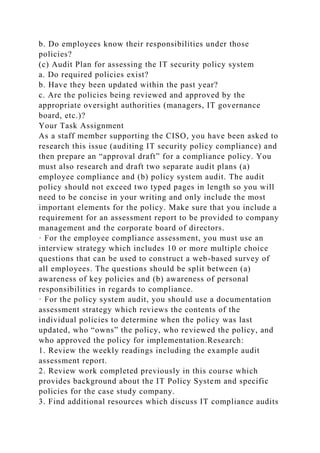 CSIA 413 Cybersecurity Policy, Plans, and ProgramsProject #4 IT .docx