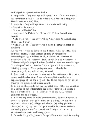 CSIA 413 Cybersecurity Policy, Plans, and ProgramsProject #4 IT .docx