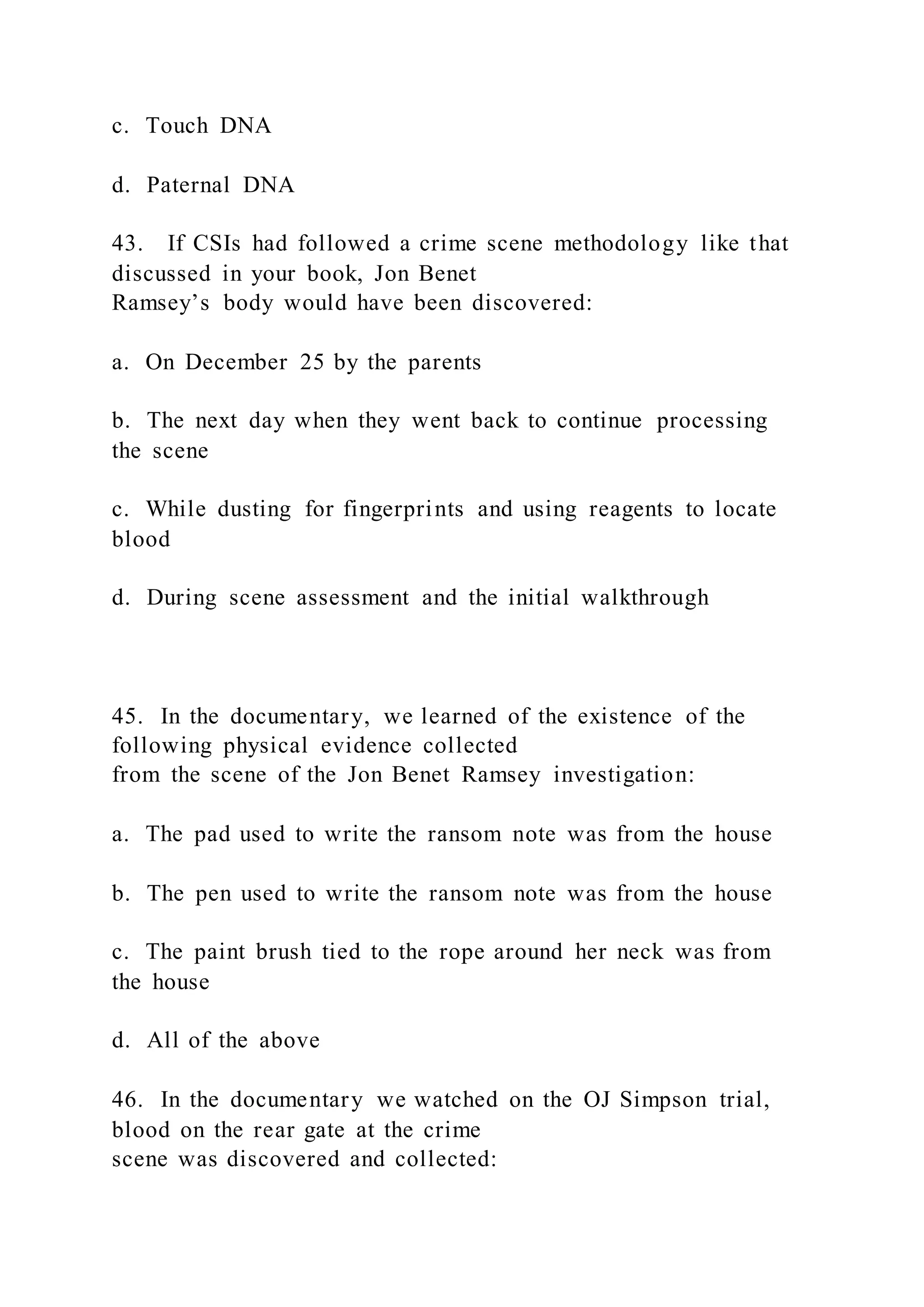 CSI EXAM CHAPTERS 1 THROUGH 4 1. True or False The analys | DOCX