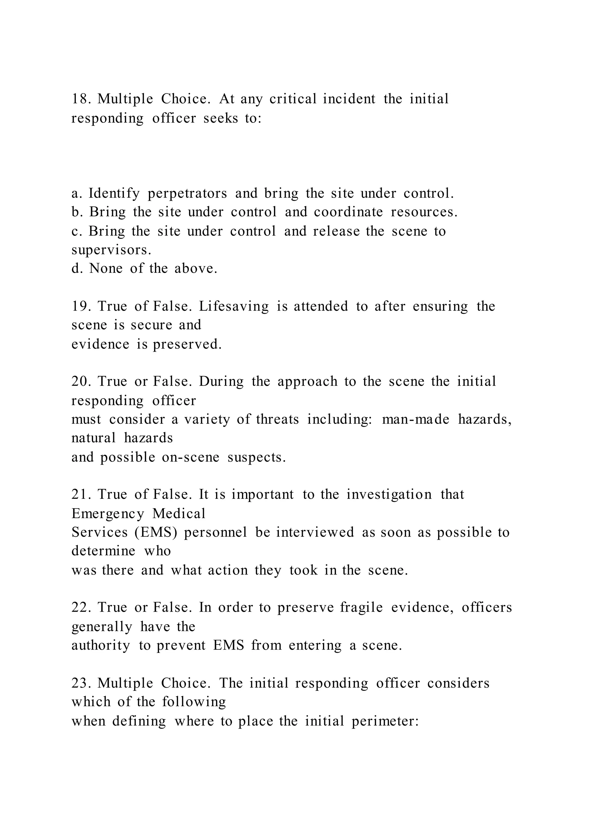 CSI EXAM CHAPTERS 1 THROUGH 4 1. True or False The analys | DOCX