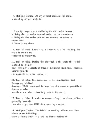 CSI EXAM CHAPTERS 1 THROUGH 4 1. True or False The analys | DOCX
