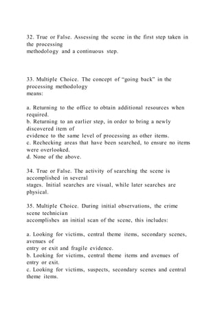 CSI EXAM CHAPTERS 1 THROUGH 4 1. True or False The analys | DOCX