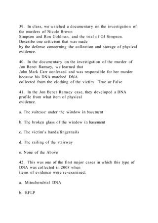 CSI EXAM CHAPTERS 1 THROUGH 4 1. True or False The analys | DOCX