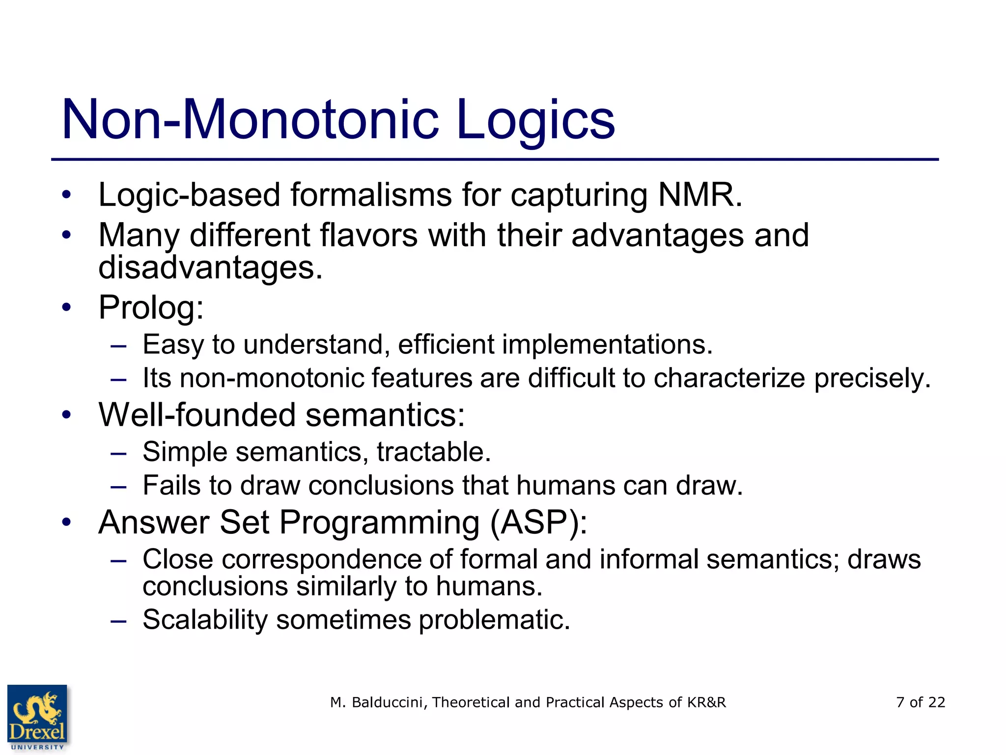 Theoretical and Practical Aspects of Knowledge Representation and ...