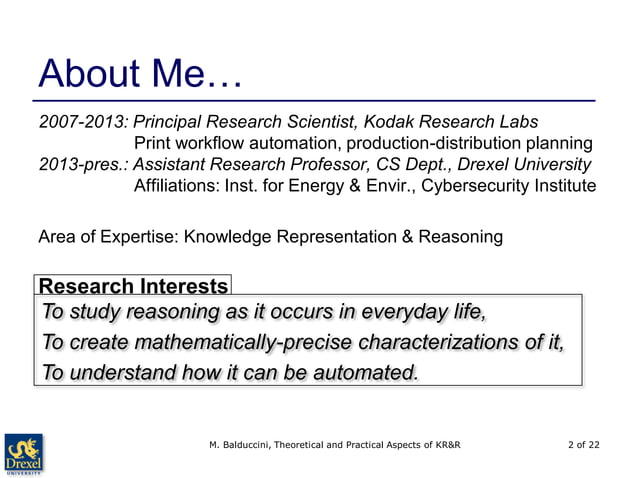 Theoretical and Practical Aspects of Knowledge Representation and Reasoning | PDF | Robotics ...