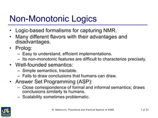 Theoretical and Practical Aspects of Knowledge Representation and Reasoning | PDF