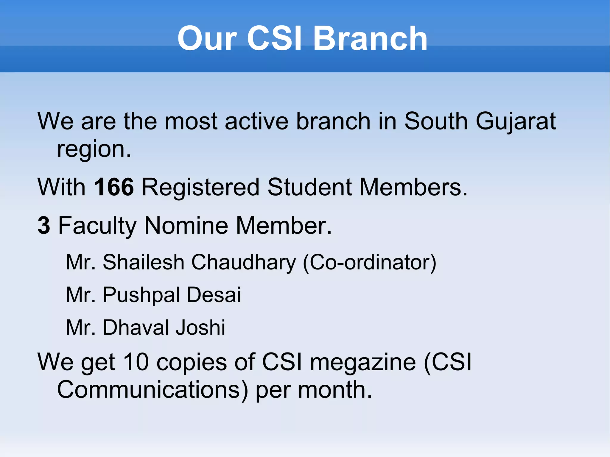 CSI Student Branch Introduction | PPT