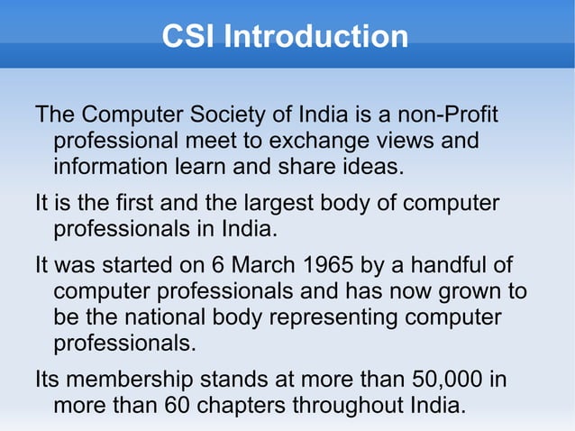 CSI Student Branch Introduction | PPT
