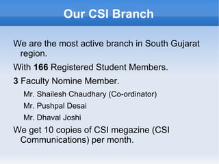 CSI Student Branch Introduction | PPT