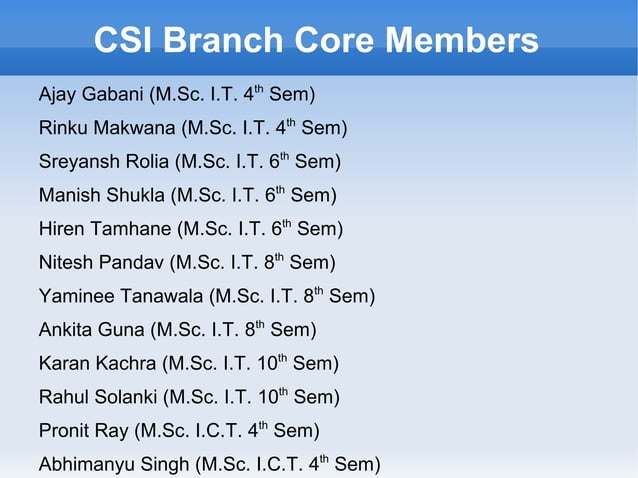CSI Student Branch Introduction | PPT