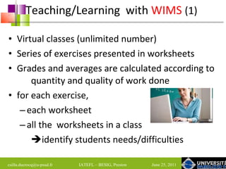 Using the WIMS | PPT