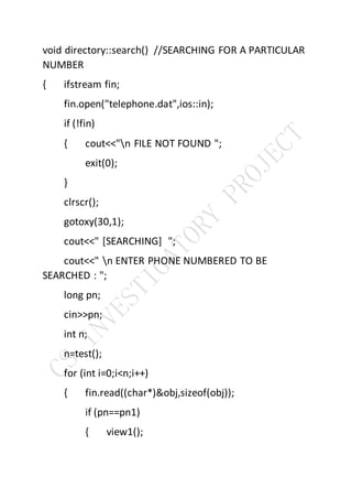 C s investigatory project on telephone directory | DOCX