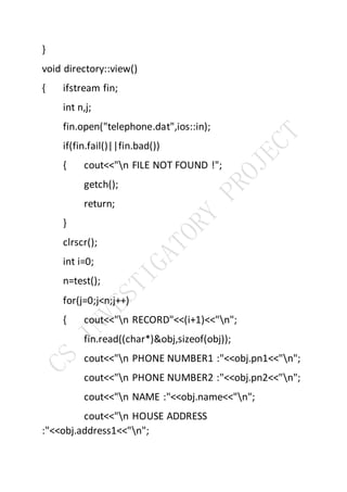 C s investigatory project on telephone directory | DOCX