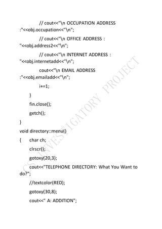 C s investigatory project on telephone directory | DOCX