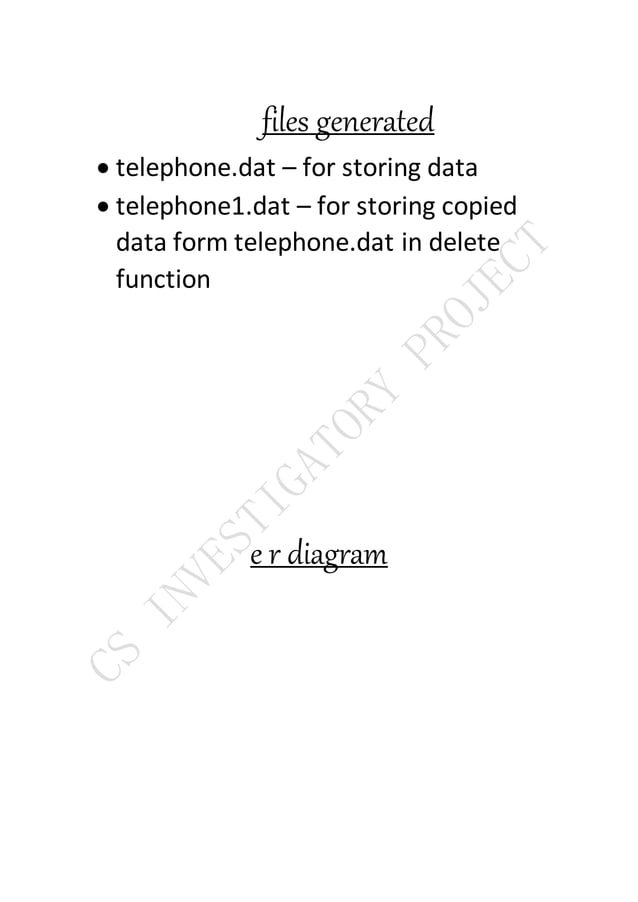 C s investigatory project on telephone directory | PDF