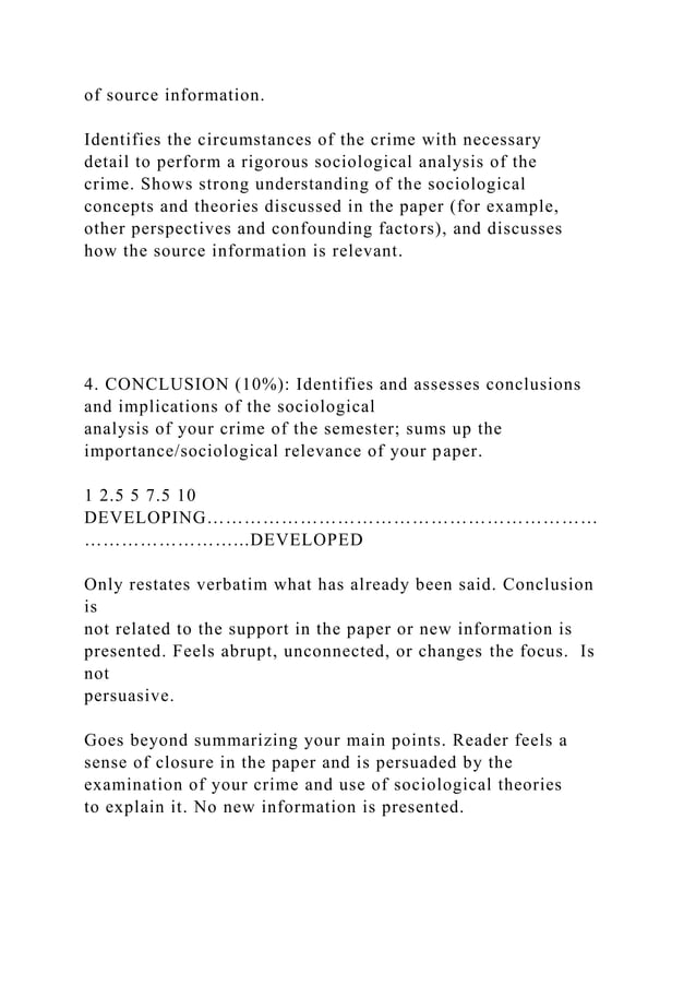 CSI Paper Grading Rubric- (worth a possible 100 points) .docx | Science