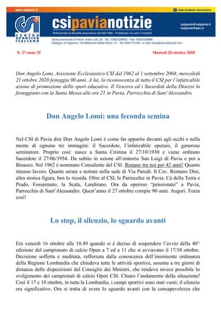 Csi pavia notizie_n_27_del_20.10.20 | Soccer | Sports